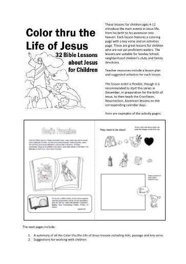 Color thru the Life of Jesus: 32 Bible Lessons for Children
