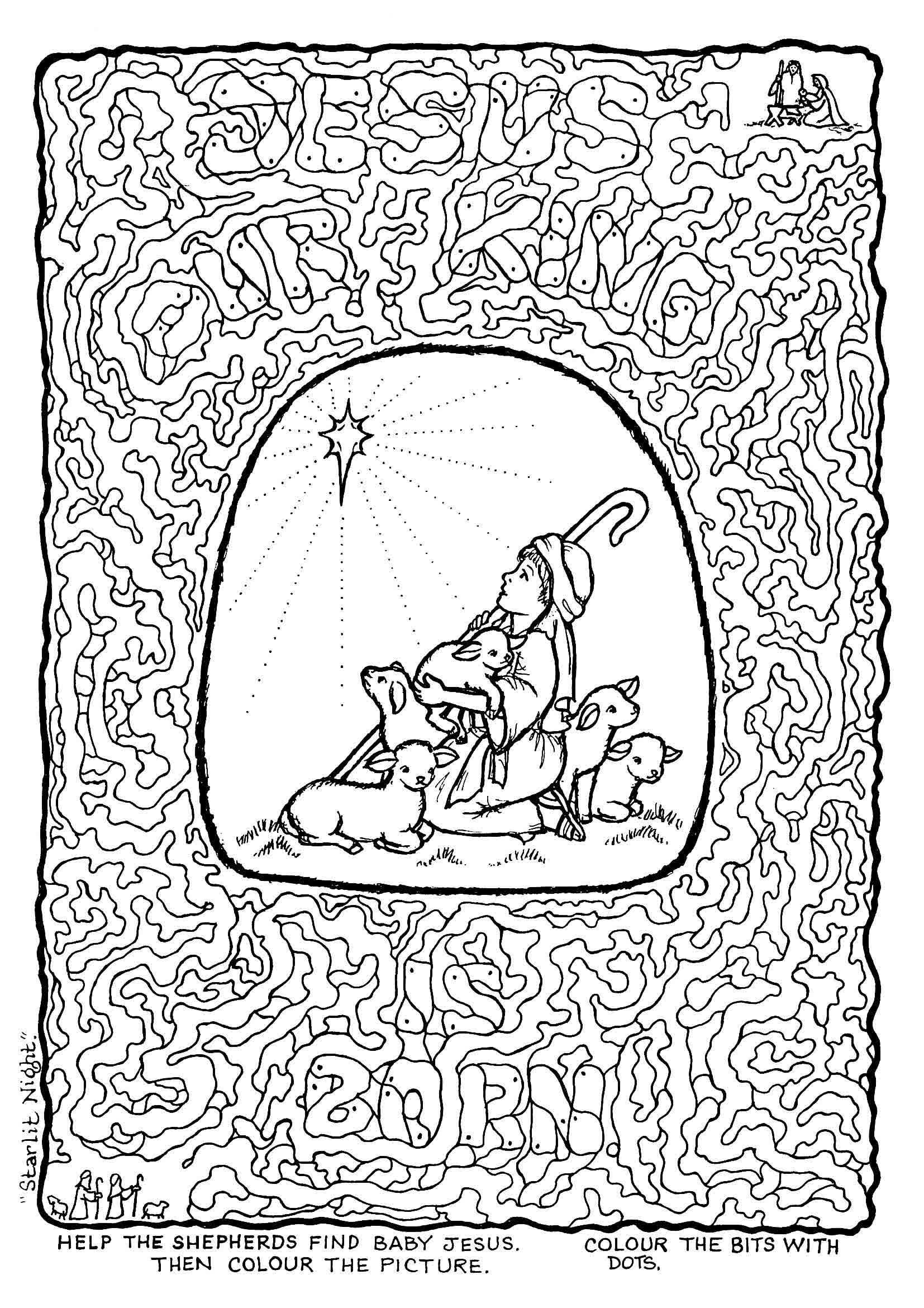 Jesus Our King Is Born - coloring maze